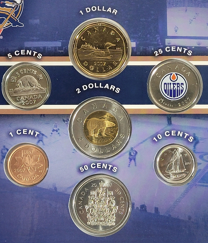 2007 Canadian Mint Edmonton Oilers Coin Set w/Colored Quarter