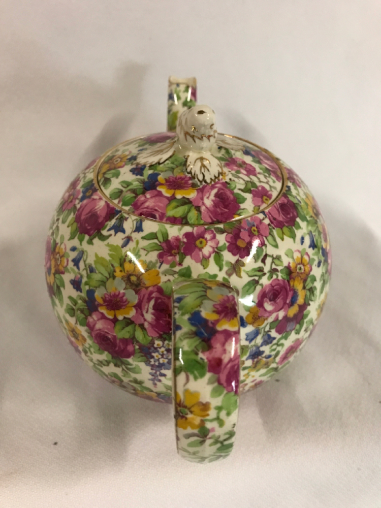 Vintage Royal Winton Summertime Chintz Teapot 5 inch tall