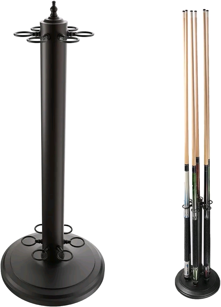 Stand-Style Metal Billiard Pool Cue Rack, Holds 6 Pool Cue Sticks . As New