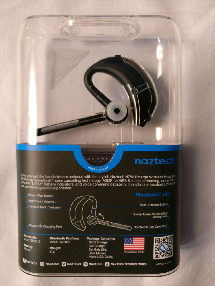 New Naztech N750 Emerge Bluetooth Wireless Headset