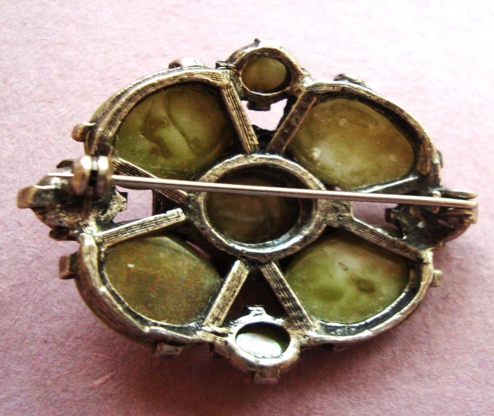 Vintage MIRACLE Celtic Cross Brooch Connemara Marble Effect