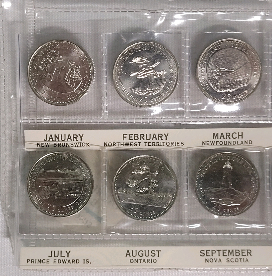 1992 (1867-) Canadian Confederation 125 Years Provincial Quarter Coin Set