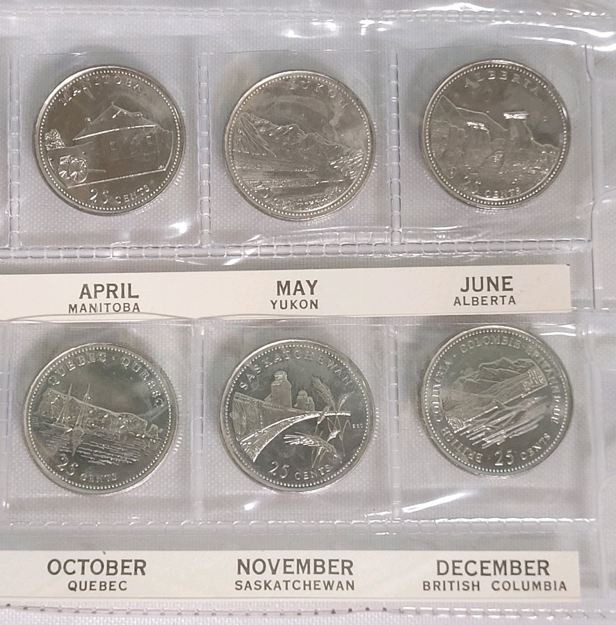 1992 (1867-) Canadian Confederation 125 Years Provincial Quarter Coin Set