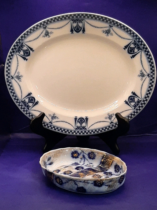 Antique 13 Flow Blue Platter by S.H.&S. England Antique Flow Blue Oval ...