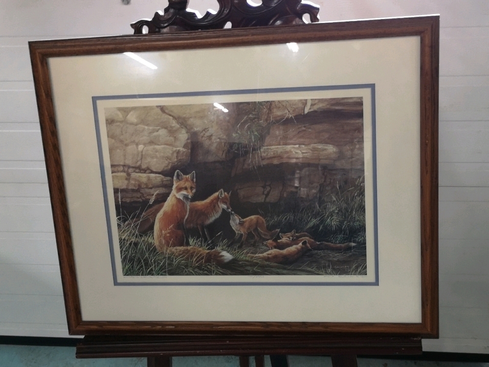 Vintage Signed Print Fox Summer - Lisa Calvert 1991
