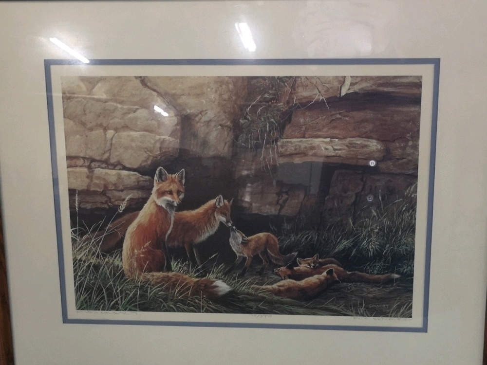 Vintage Signed Print Fox Summer - Lisa Calvert 1991