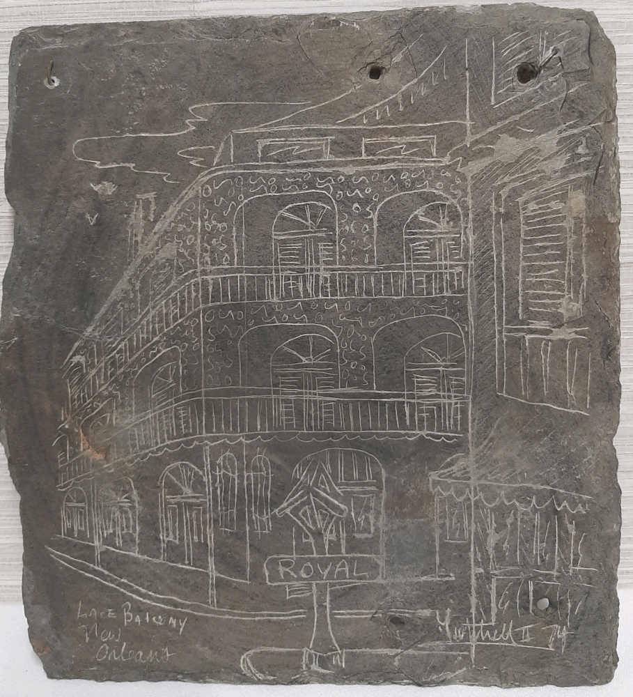 Vintage 1974 George Luttrell II Etching of Lace Balcony in New Orleans