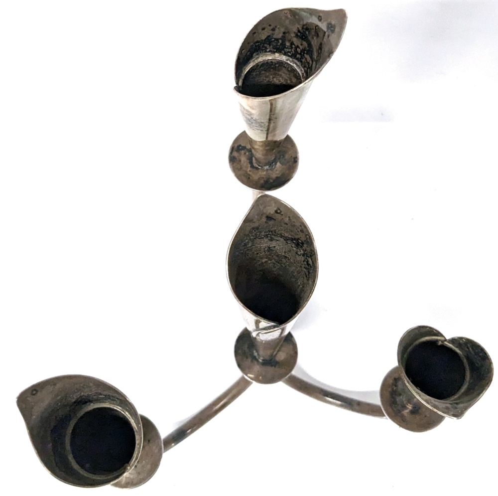 Vintage Denmark Hans Jensen Silver-Plated Calla Lily Candle Holder | 8 Tall