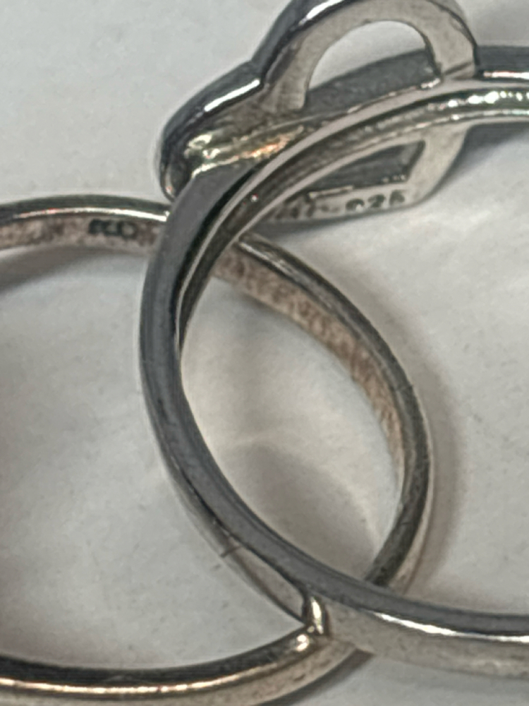 Three stamped Sterling Silver Rings
