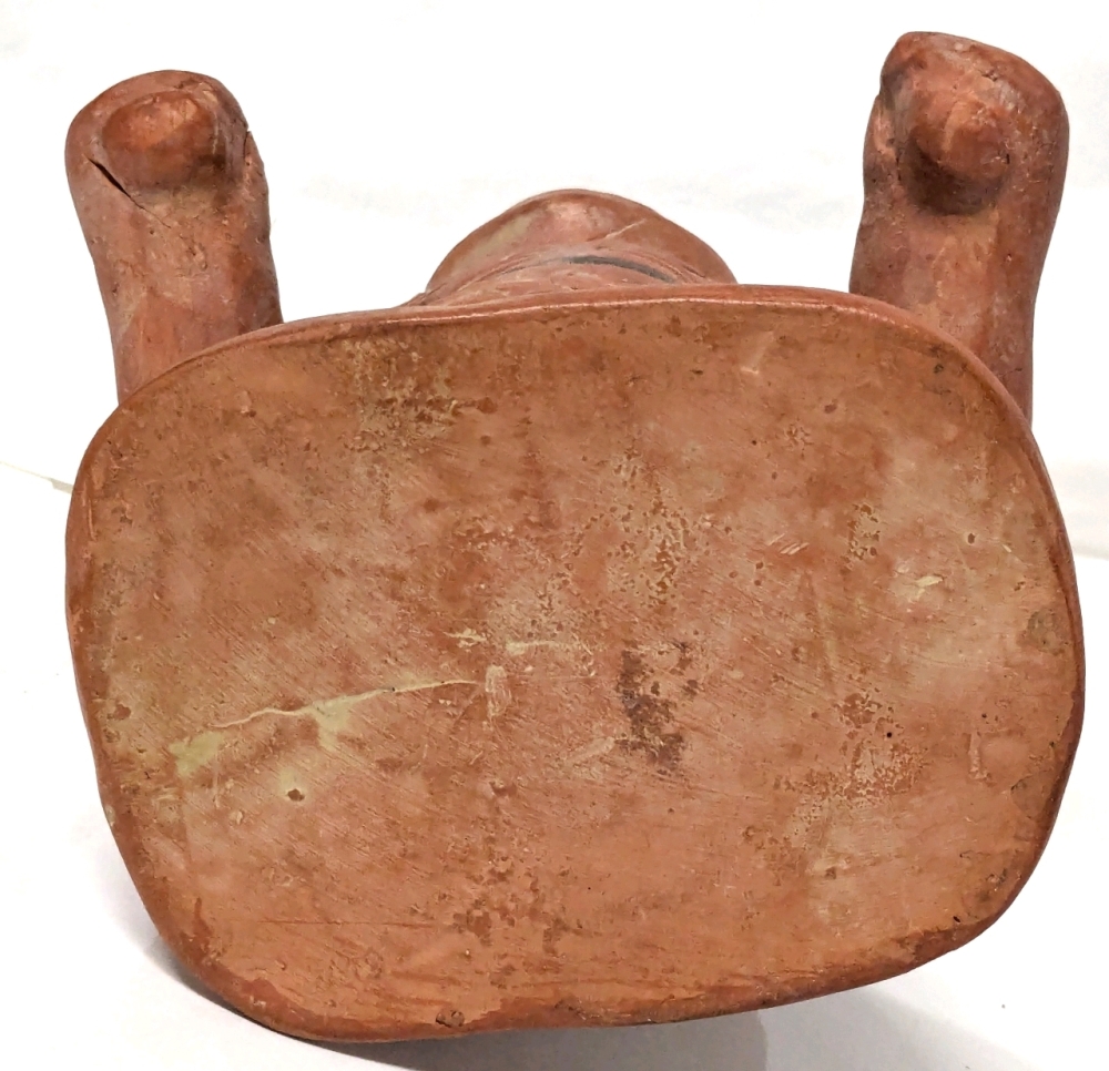 Vintage Terracotta Pre-Columbian Reproduction Warrior Figure | 11.75 Tall