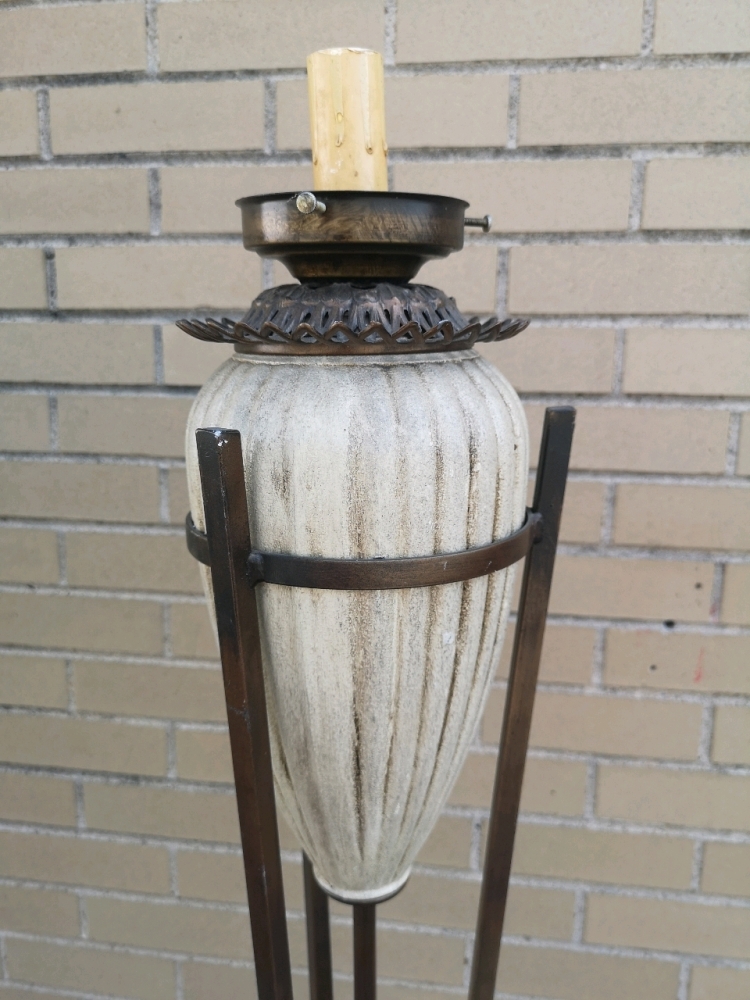 Pair of Vintage Heavy Metal Floor Lamps - Working 68 Tall