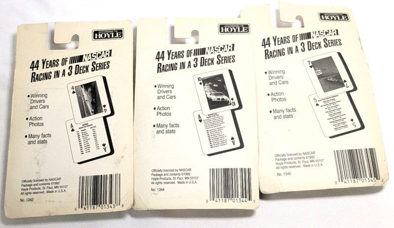 3 Vintage 1992 Hoyle NASCAR Collector Series Playing Cards (All Series ...