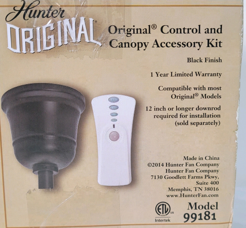 New - Hunter Original Ceiling Fan Accessory Control and Canopy Kit from ...