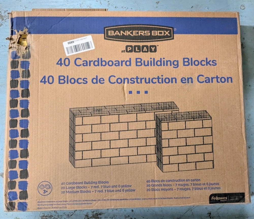30 As-New Banker's Box at Play Cardboard Building Blocks - Up to 12 x 6 x 3