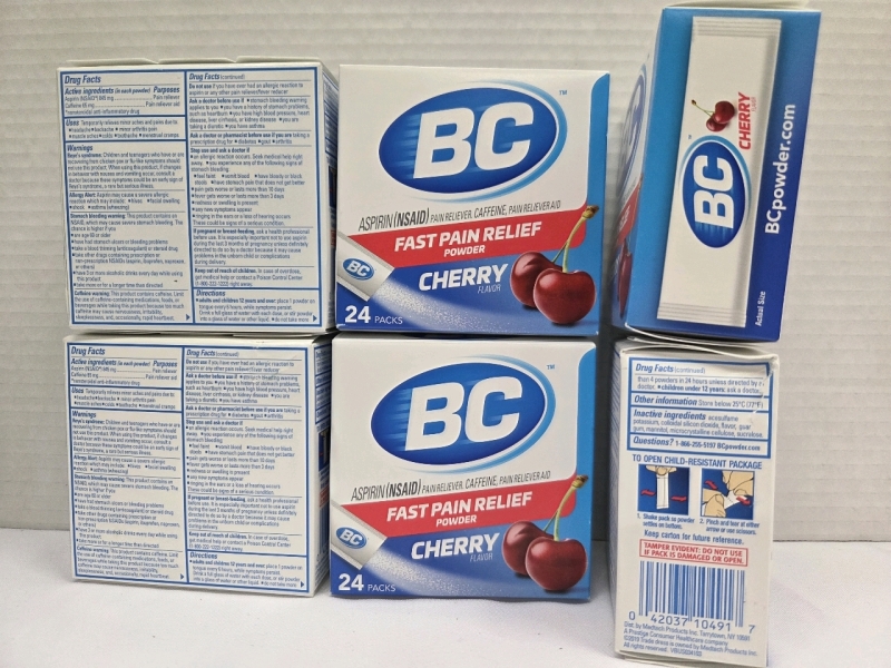 6 New Boxes of BC Fast Pain Relief Powder in Cherry Flavour | ea. Box ...