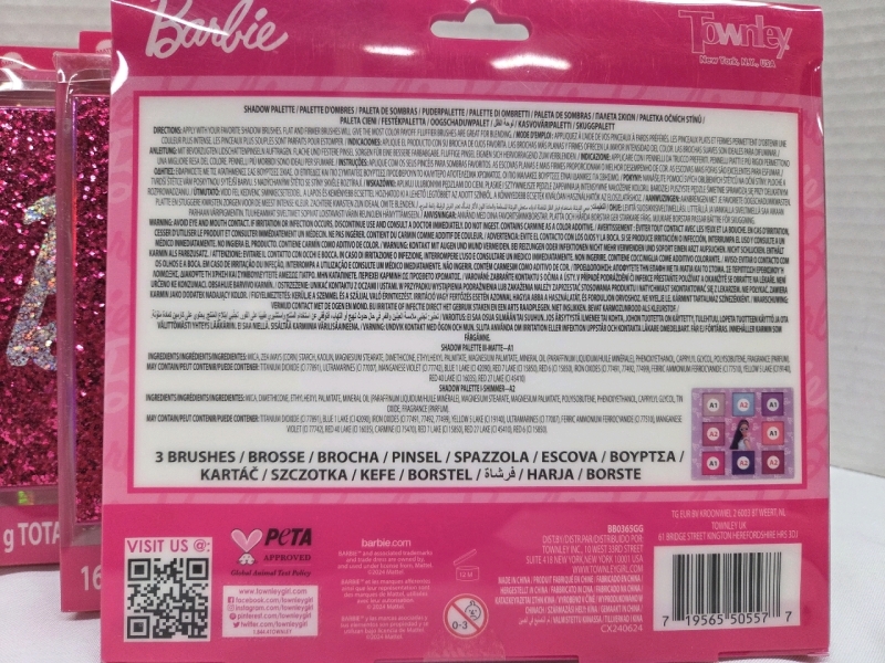 5 New | 16g Barbie Shadow Palettes w/ Mirror | Ea. Includes 3 Brushes