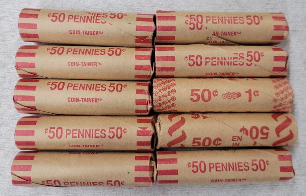 10 Rolls Canadian One Cent Pennies