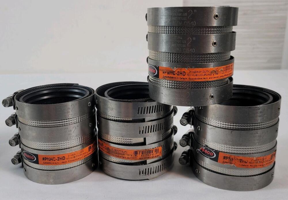 4 New Pasco 2 Heavy Duty No Hub Coupling Pipe Fitting w/Rubber Insert