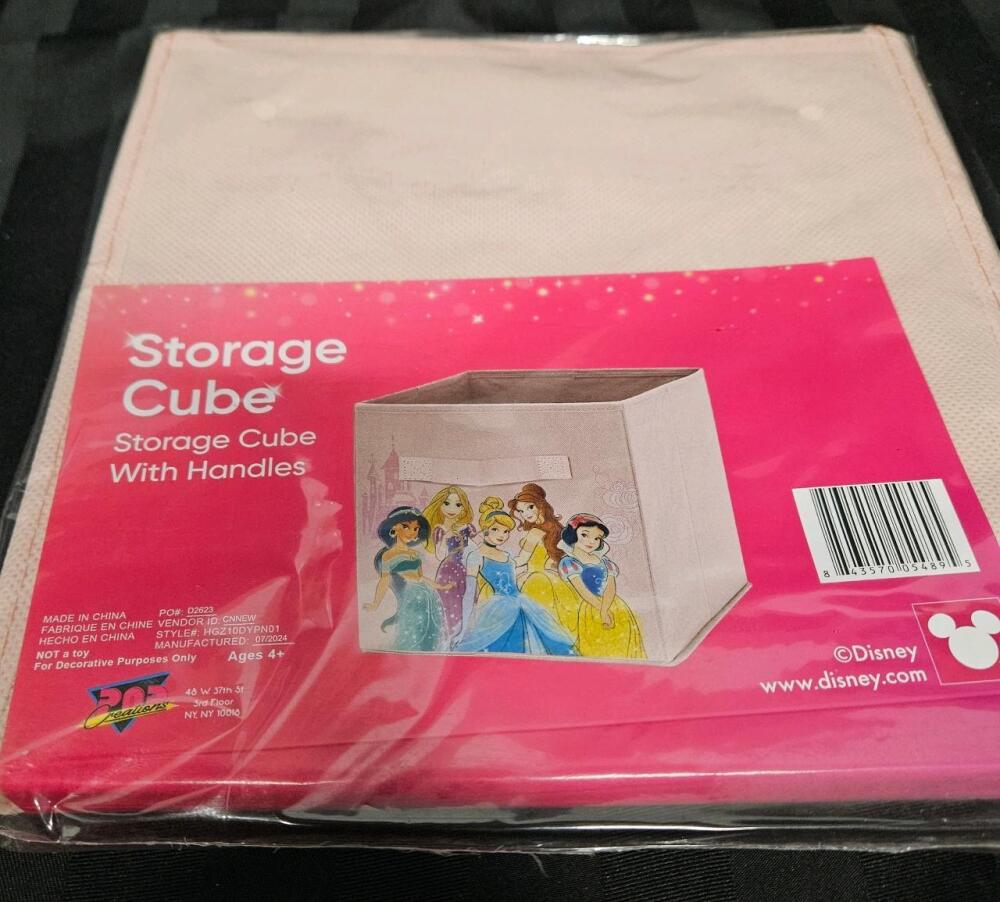 2 LED neon butterfly wall art and Disney princess storage cube with handles