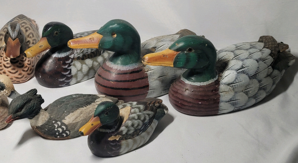 Ten Wooden & Resin Ducks , Various Sizes and Condition