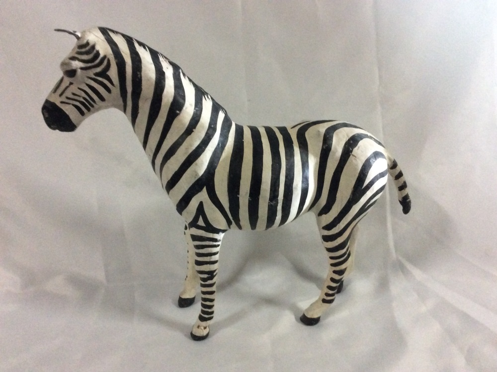 Vintage Papier-mache Zebra Figurine 12 inches tall